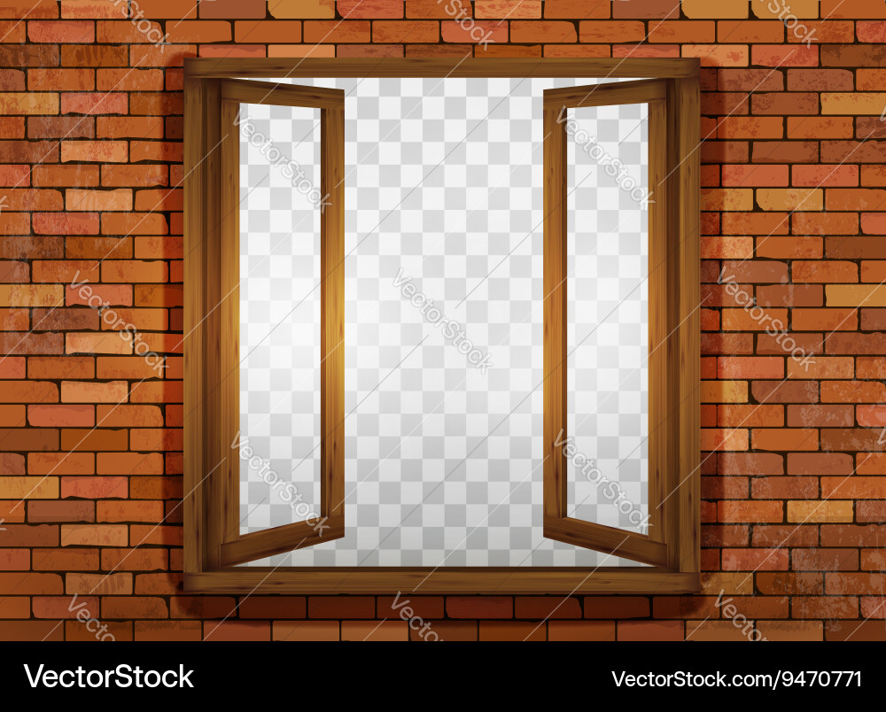 Wooden window on the windowsill Royalty Free Vector Image