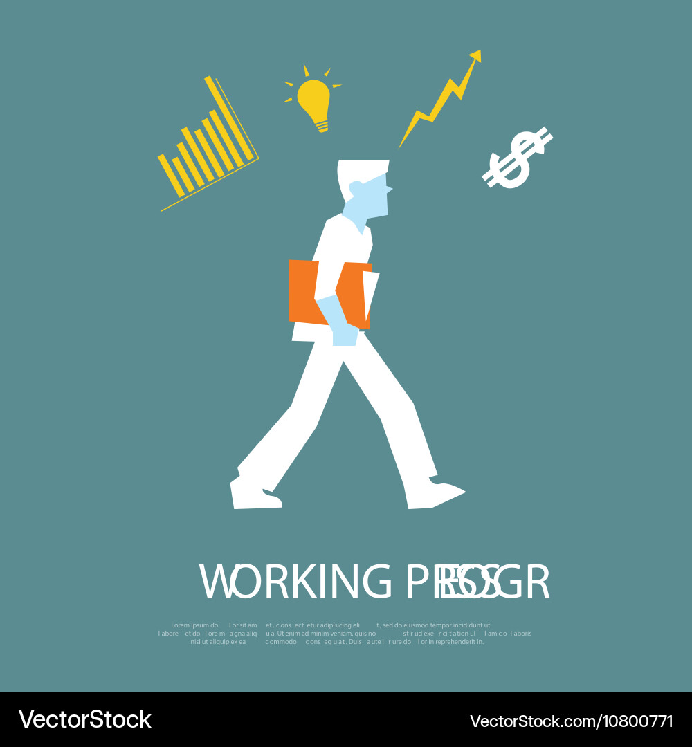 Working process banner with businessman Royalty Free Vector