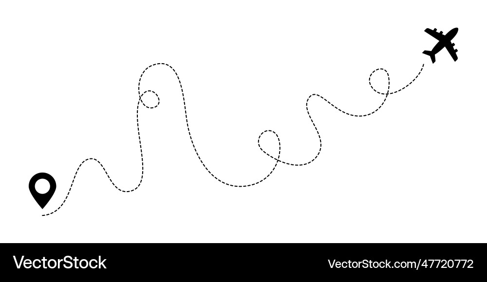 Airplane line route path plane flight itinerary Vector Image