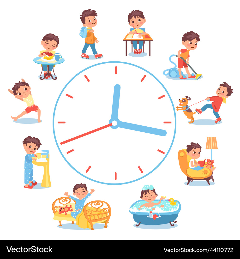 Boy daily routine children everyday activities Vector Image