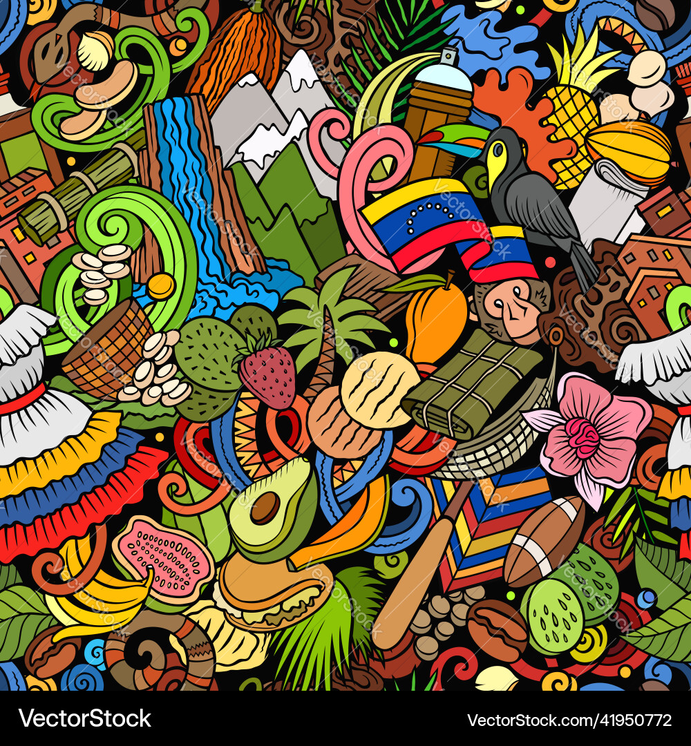 Cartoon doodles venezuela seamless pattern Vector Image
