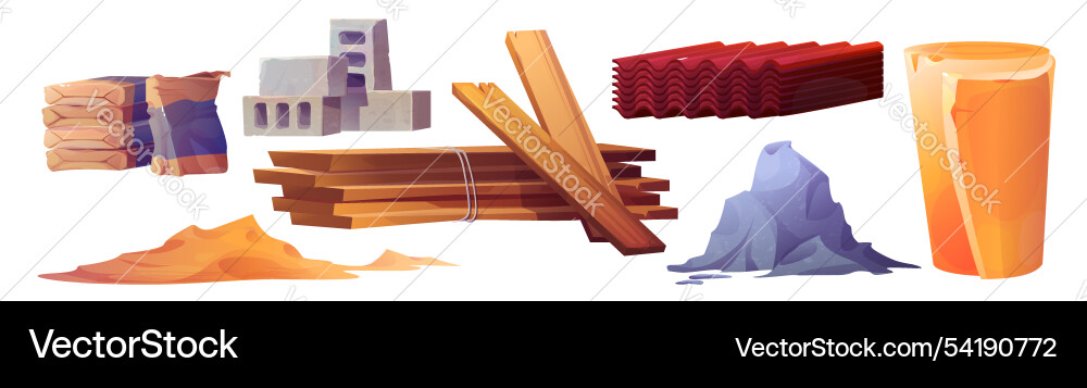 Construction materials set isolated on white Vector Image