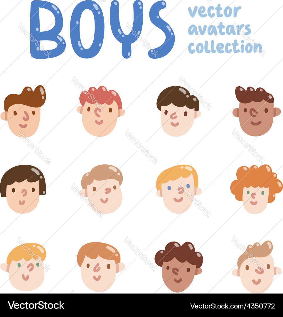 Diverse Kids Avatars Royalty Free Vector Image