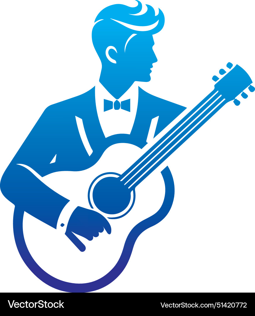 Minimal modern musical man with guitar Royalty Free Vector