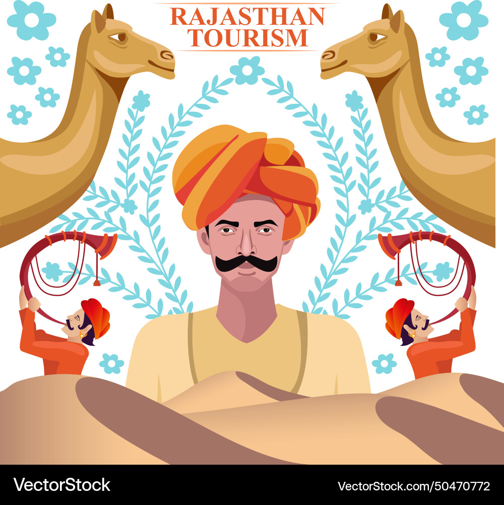 Rajasthan tourism decorative collage Royalty Free Vector