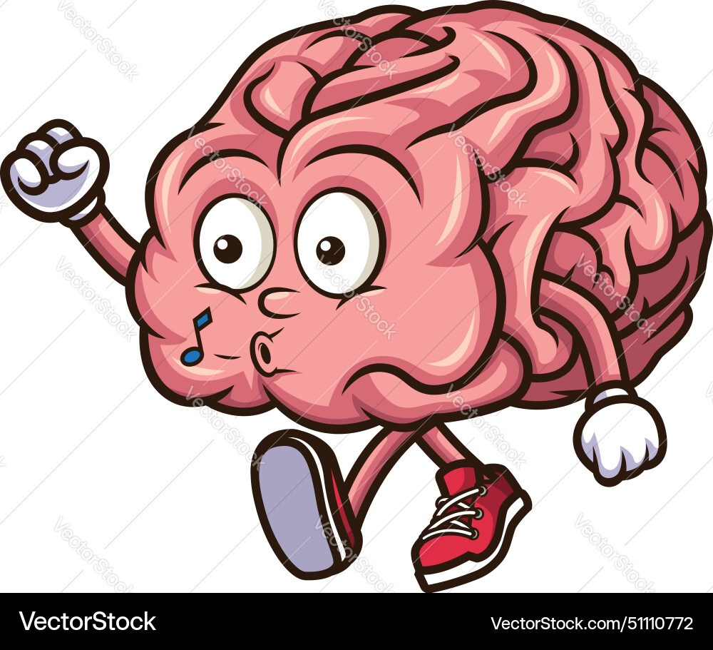 Relaxed brain character cartoon clip art Vector Image