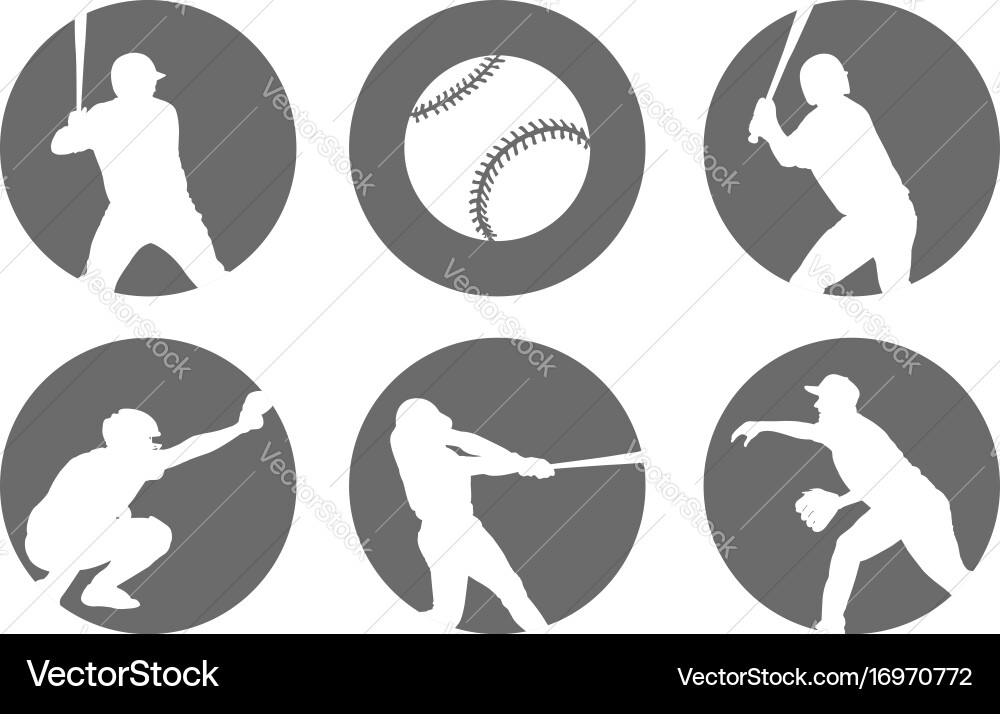 Simple baseball icons set Royalty Free Vector Image