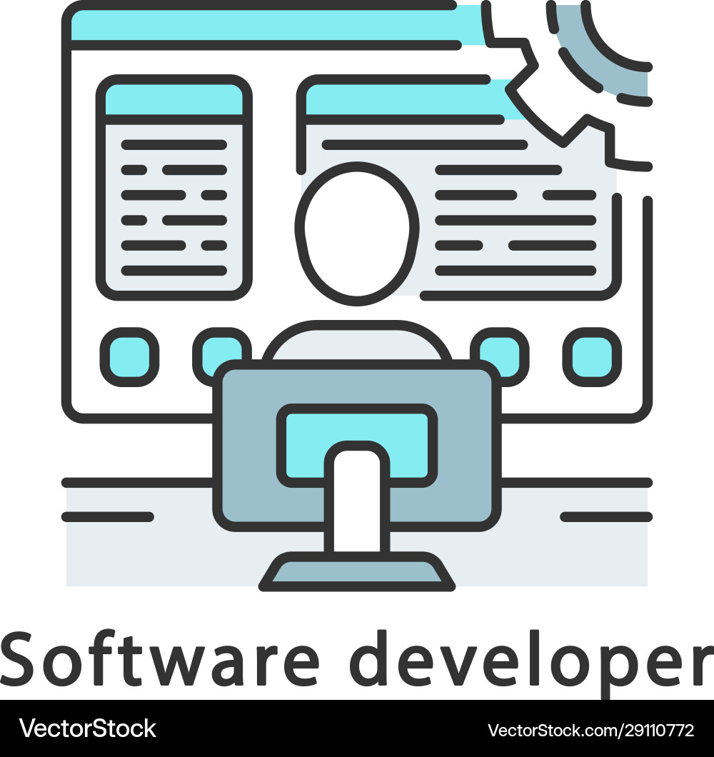 Software developer color icon coder Royalty Free Vector Software developer color icon coder Royalty Free Vector