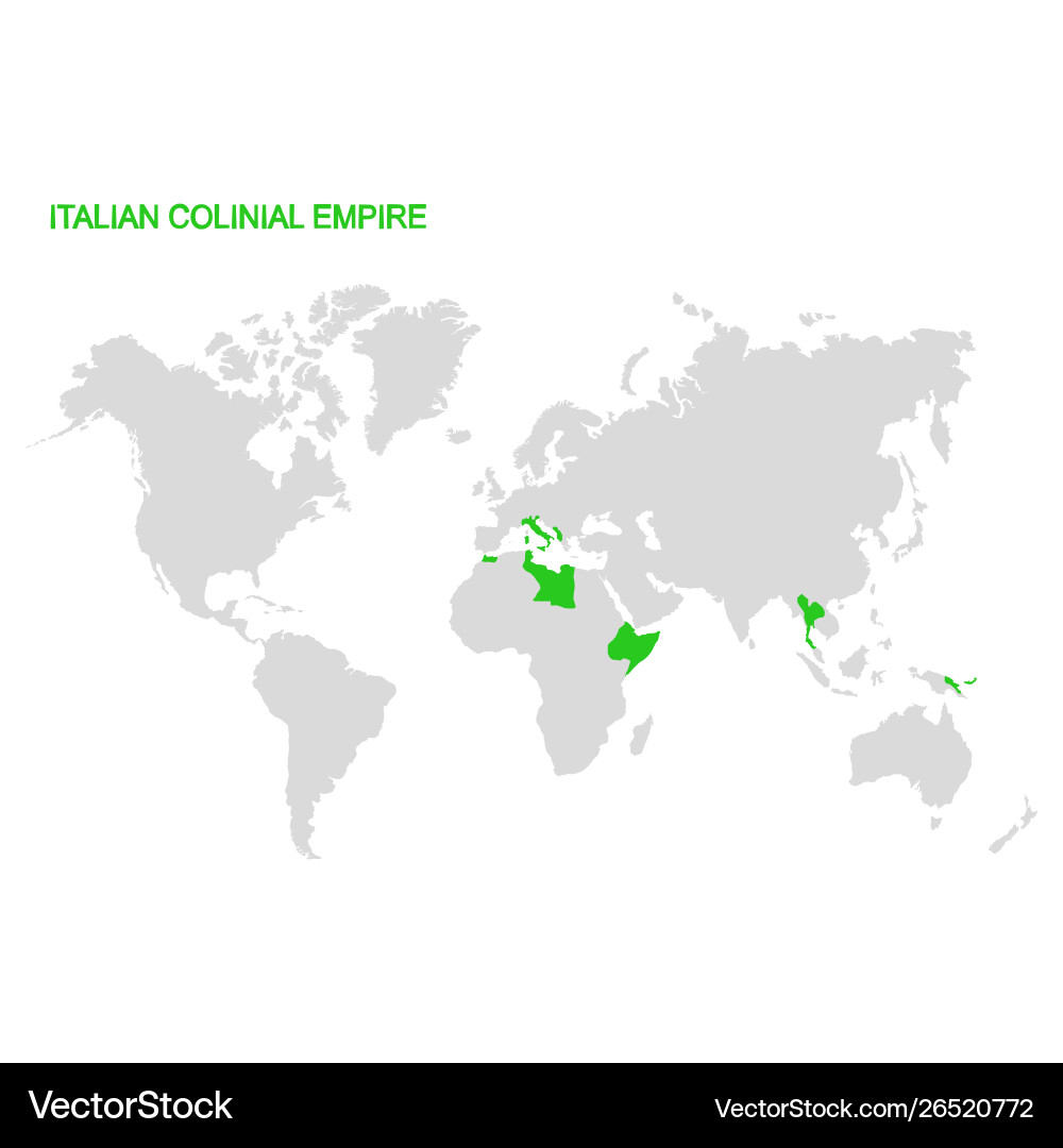 World map with italian colonial empire Royalty Free Vector