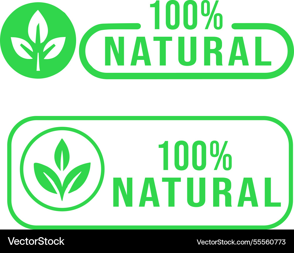100 percent natural ingredients circle with green Vector Image