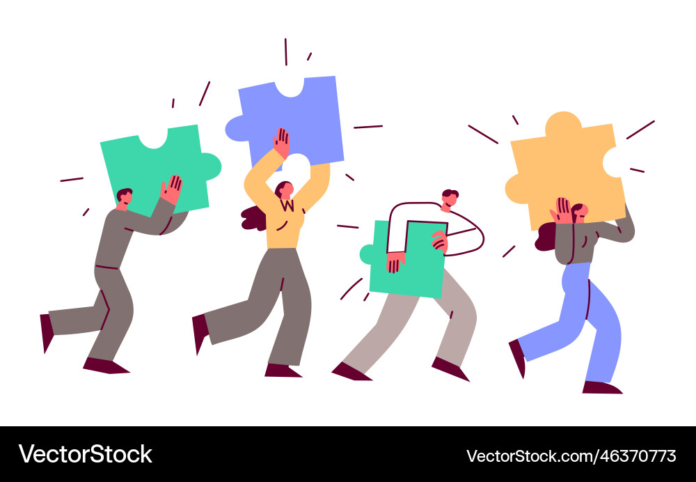 Business Team Solving Puzzle Royalty Free Vector Image