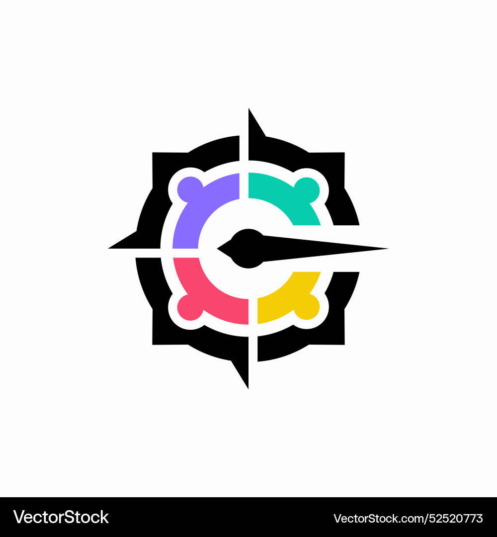 Compass people c letter community logo icon Vector Image