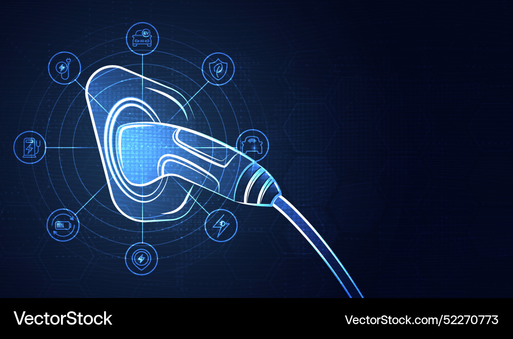 Ev electric car connect to charging station Vector Image