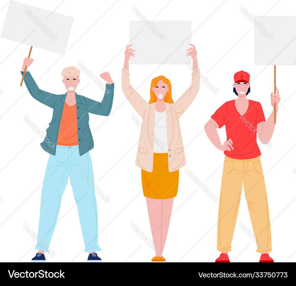 Group protesting young people Royalty Free Vector Image