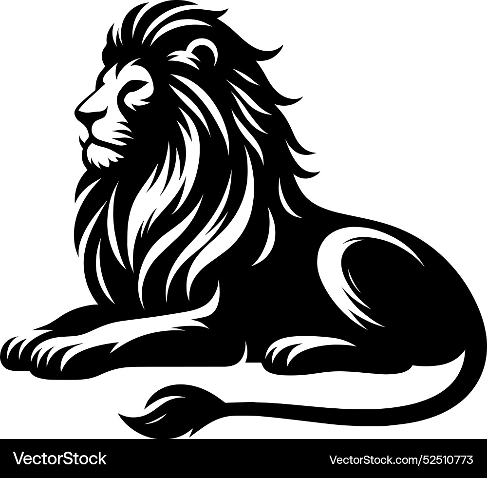 Lion silhouette isolated on white background Vector Image