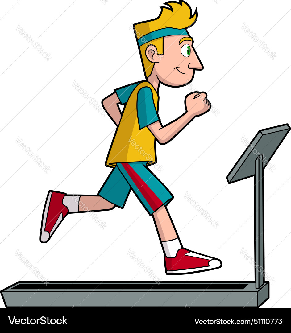 Man running on treadmill cartoon clip art Vector Image