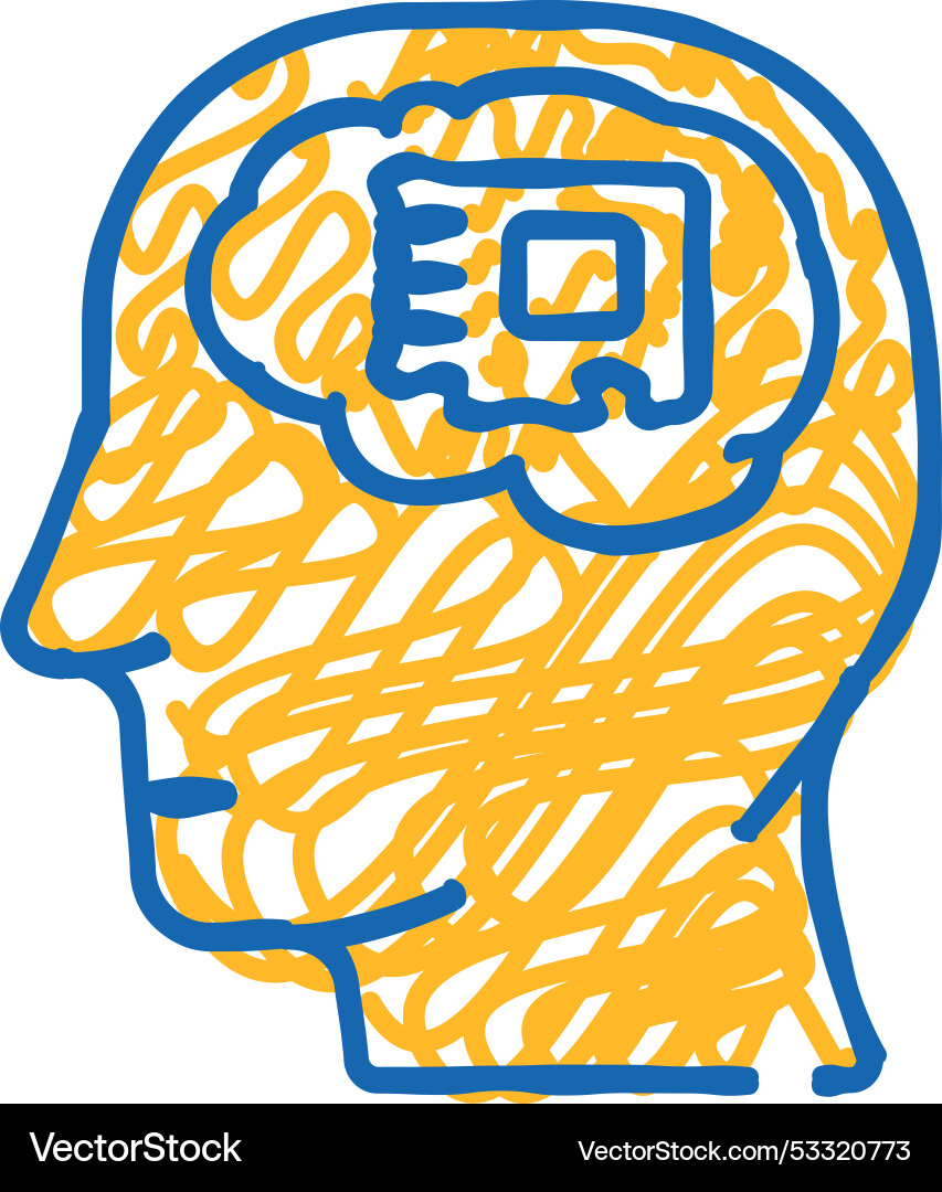 Memory brain icon doodle Royalty Free Vector Image