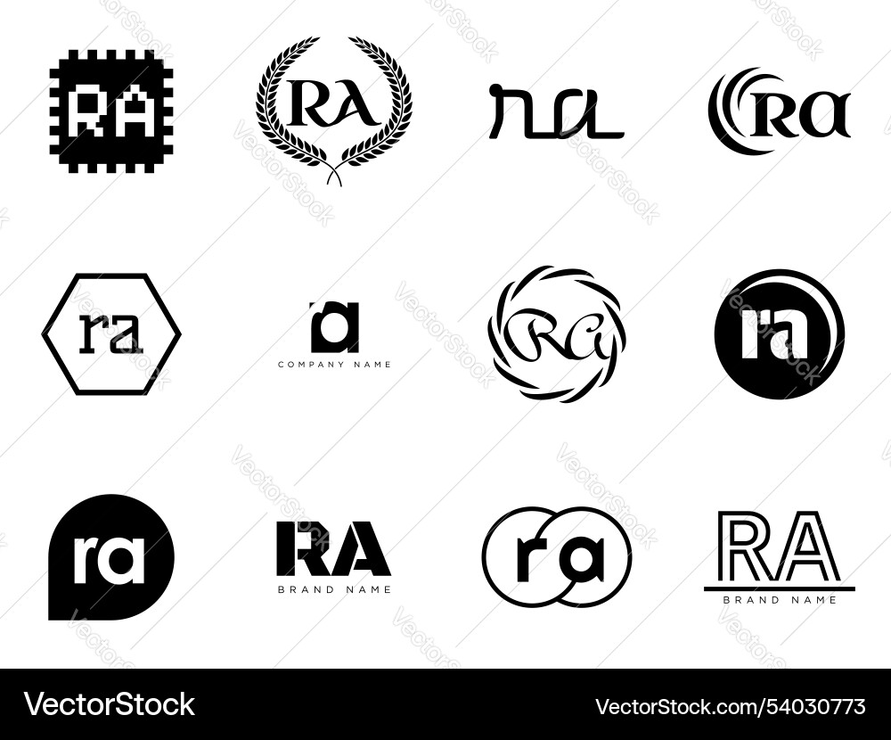 Ra logo company template letter r and a logotype Vector Image