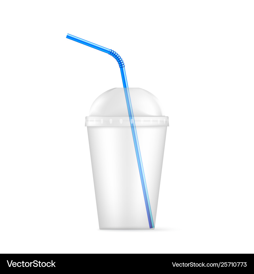 Transparent plastic disposable cup with blue Vector Image