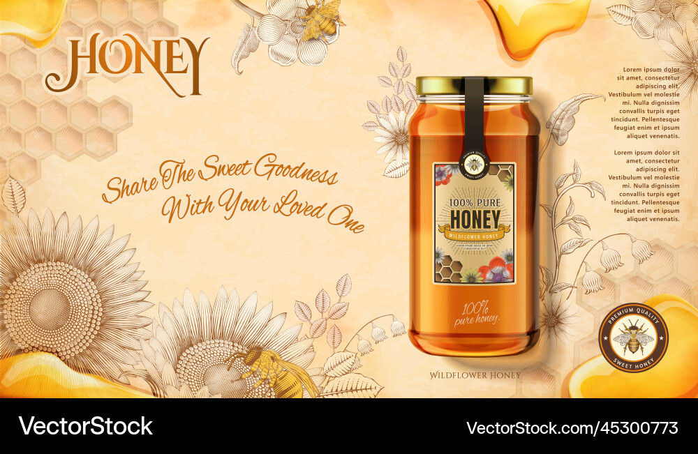 Wildflower honey ads – Royalty-Free Vector | VectorStock