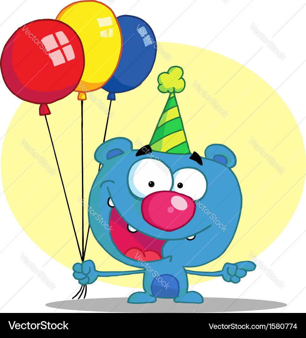 Birthday bear cartoon Royalty Free Vector Image
