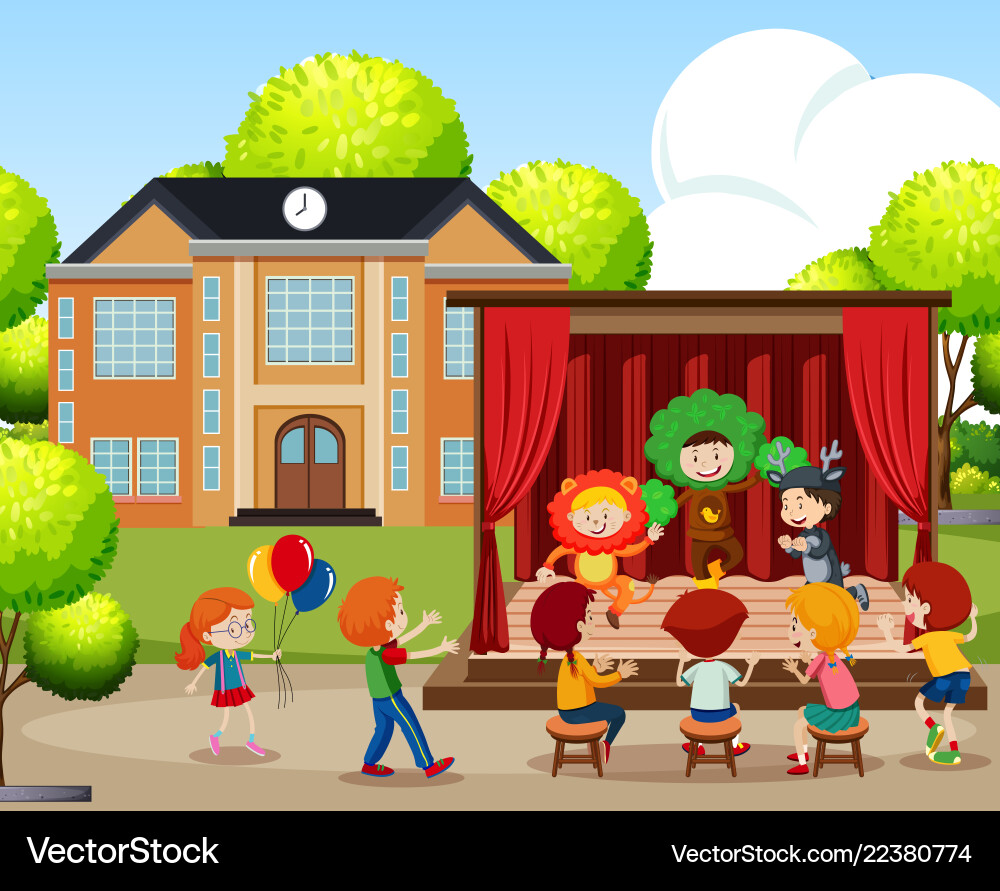 Children performing on stage Royalty Free Vector Image