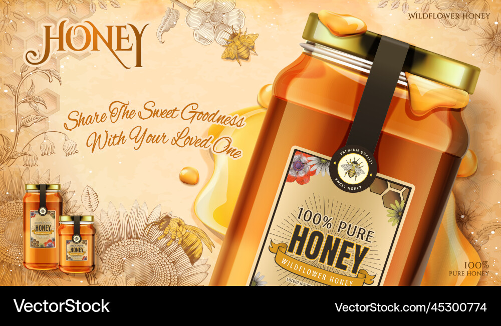Closeup look at wildflower honey Royalty Free Vector Image