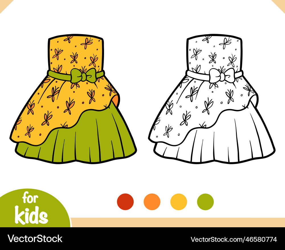 Coloring book dress with butterflies pattern Vector Image