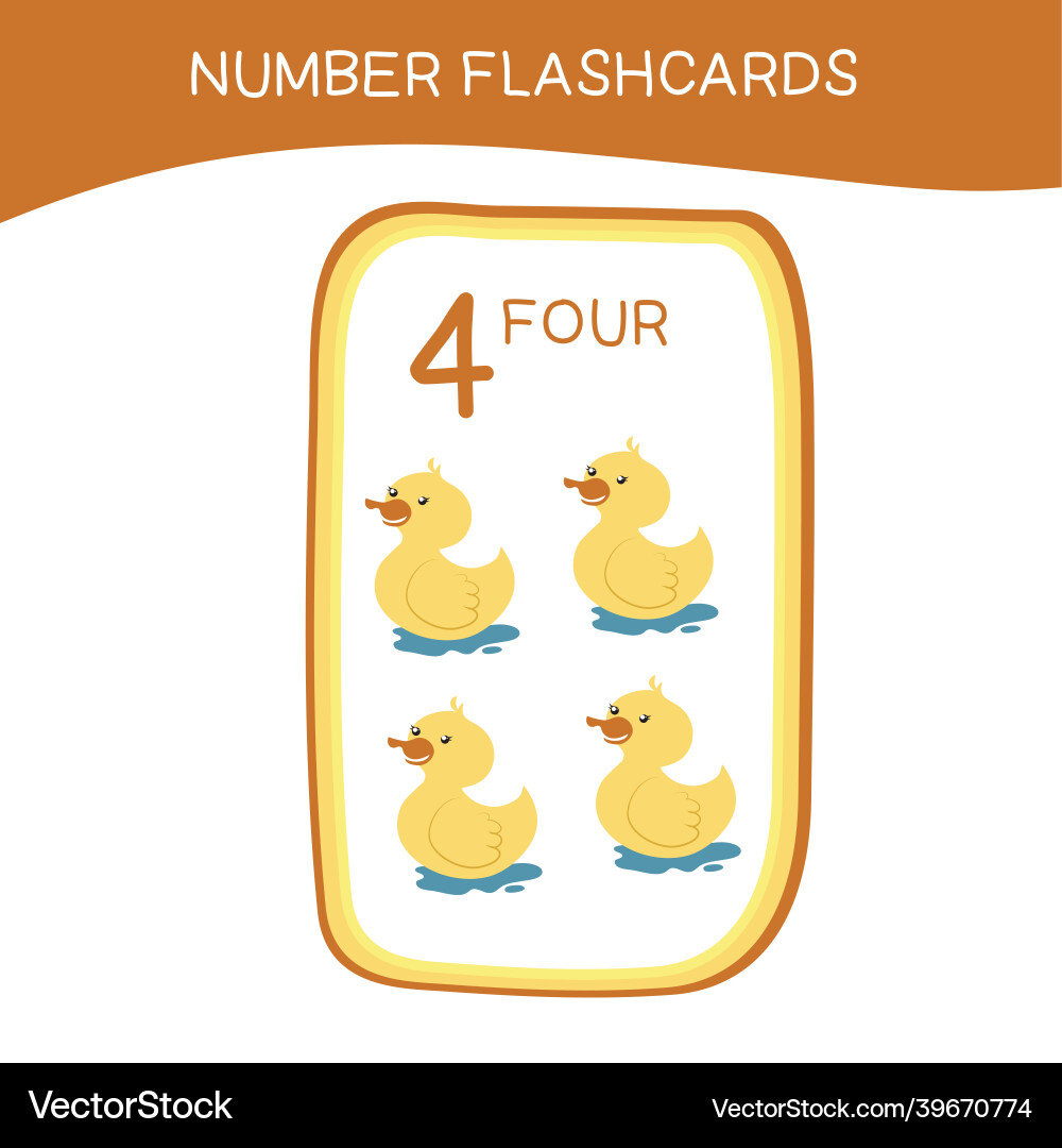 Cute number flashcards with animals set Royalty Free Vector