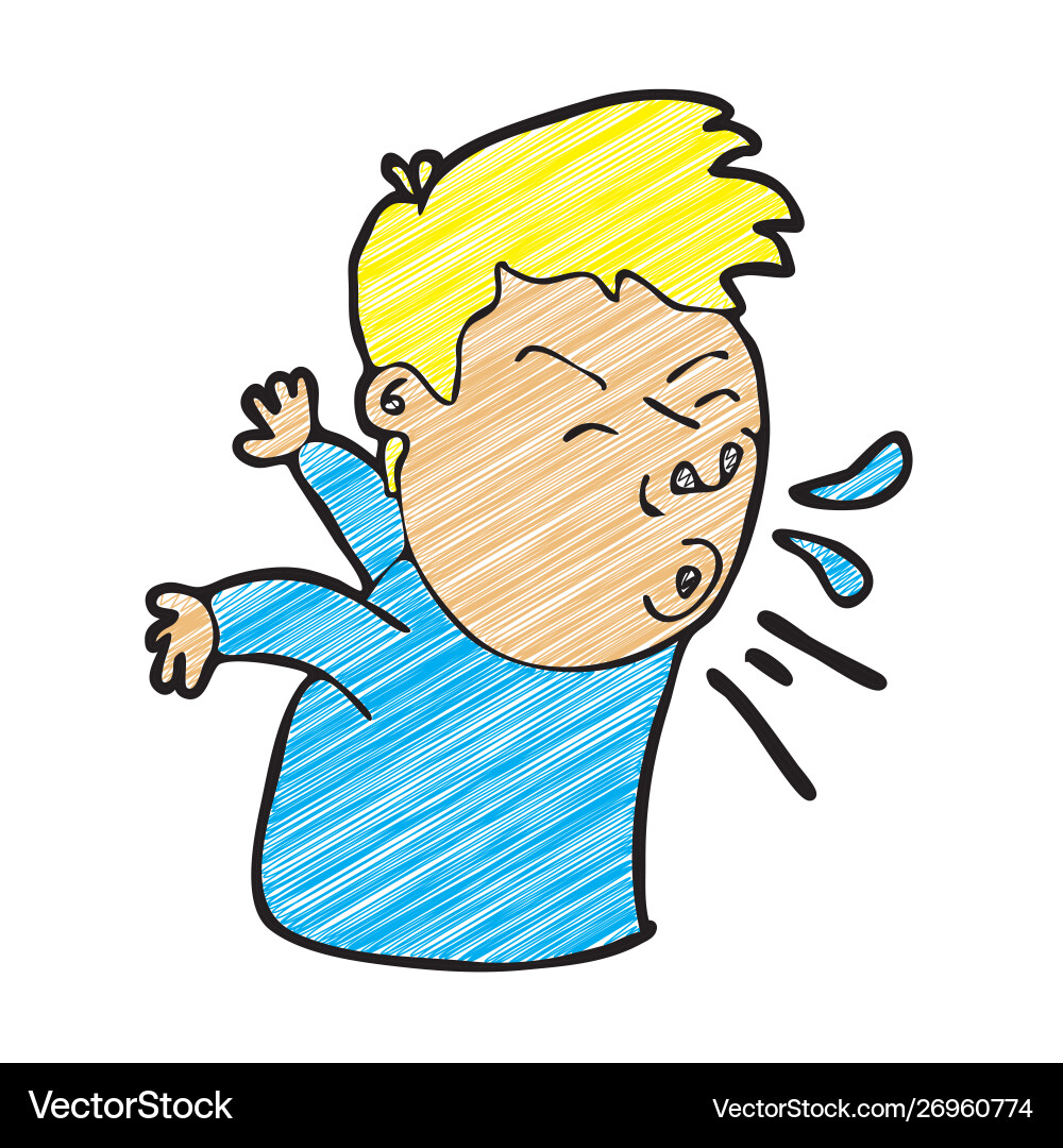 Digitally drawn people sneeze design hand drawing Vector Image