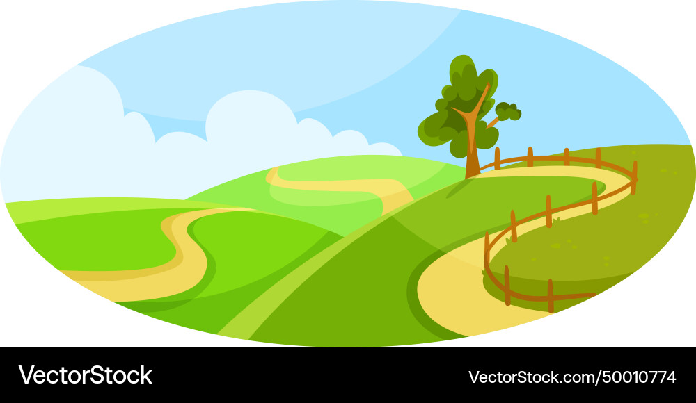 Green farm field and pasture scene Royalty Free Vector Image