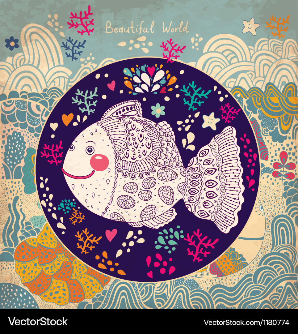 Happy fish Royalty Free Vector Image - VectorStock