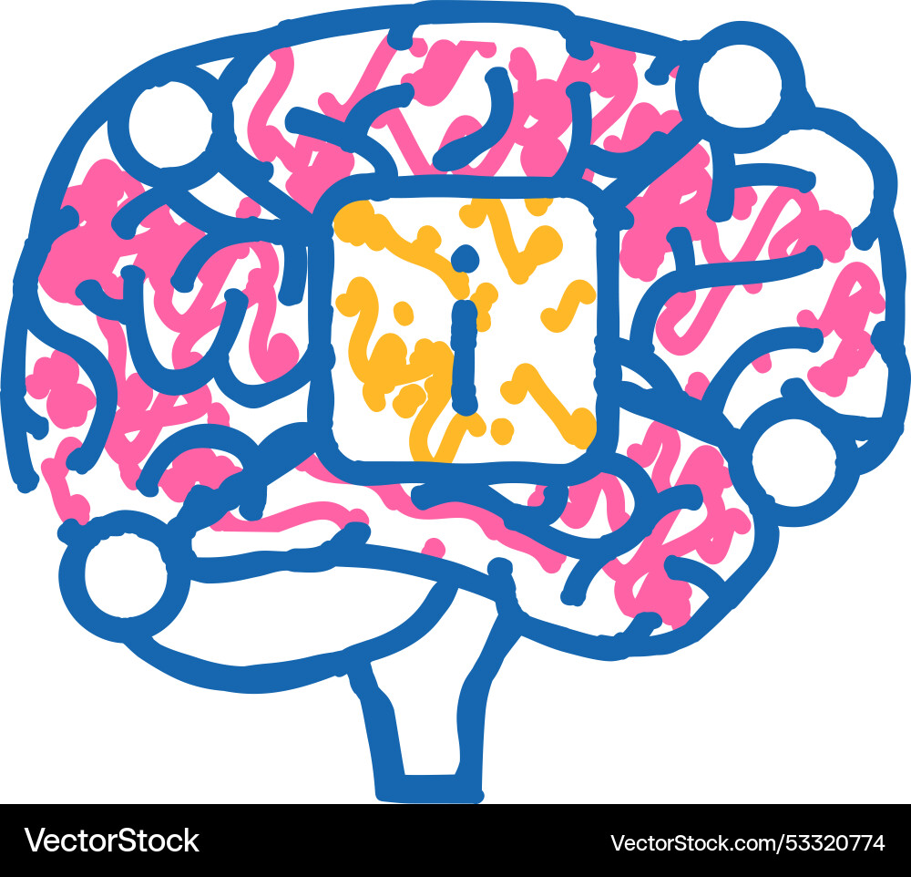 Information brain icon doodle Royalty Free Vector Image