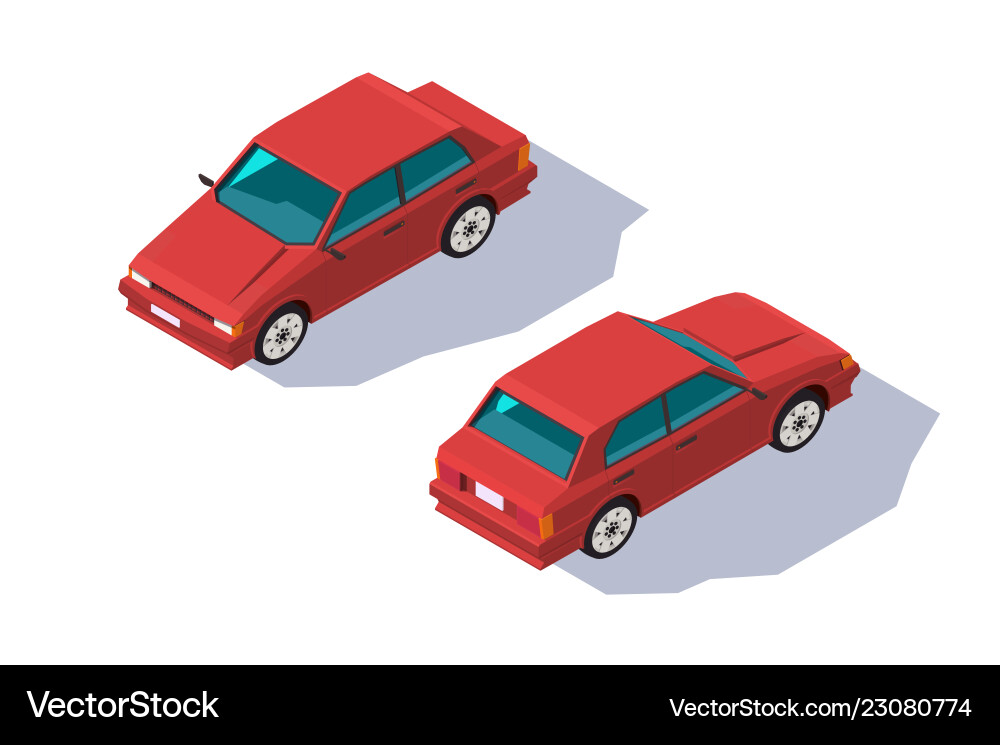 Isometric Red Classic Sedan Car Royalty Free Vector Image