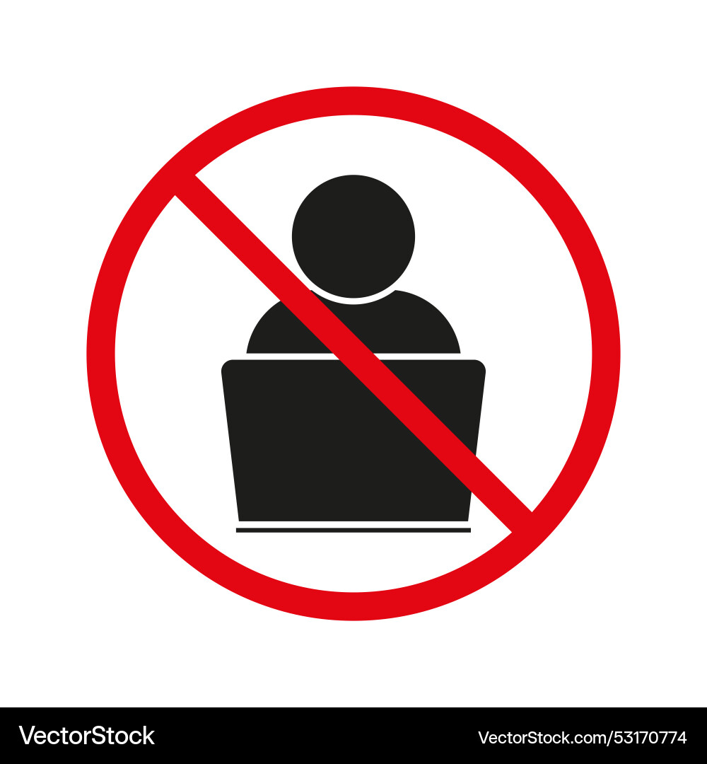 No computer use icon prohibited laptop symbol Vector Image
