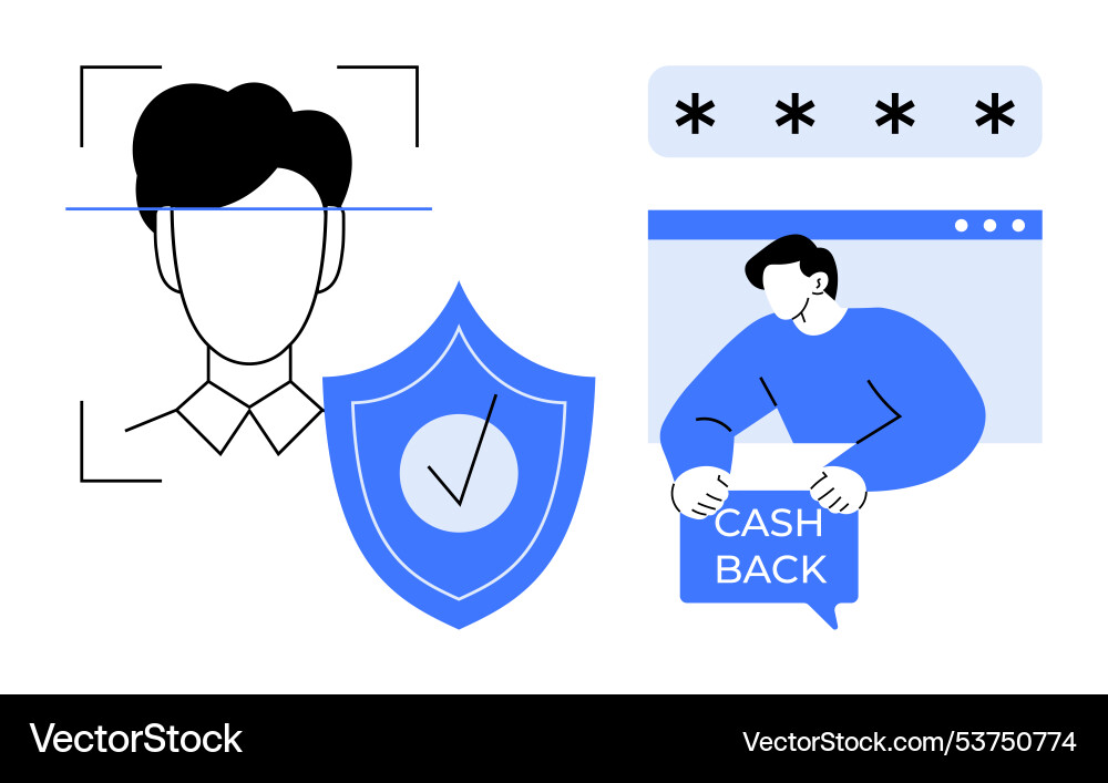 Secure online transactions with biometric Vector Image
