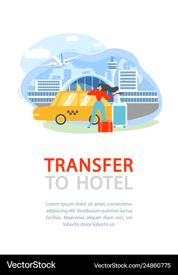 Airport transfer service flat promo flyer Vector Image