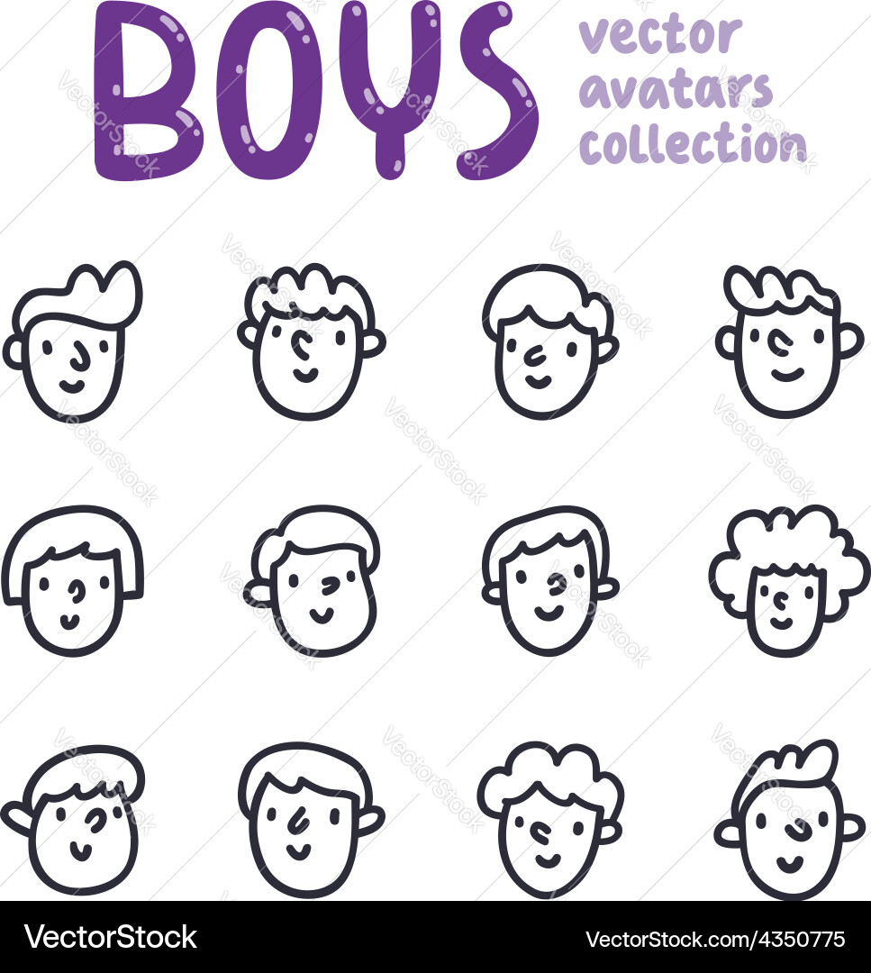 Boy Outline Avatars Royalty Free Vector Image - VectorStock