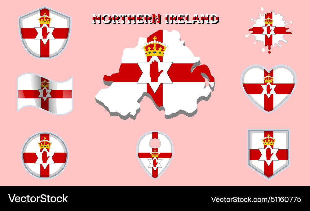 Collection of flat national flags northern Vector Image