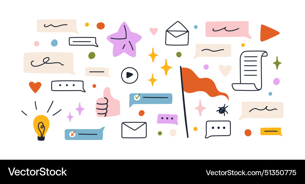 Doodle symbols set creative design elements Vector Image
