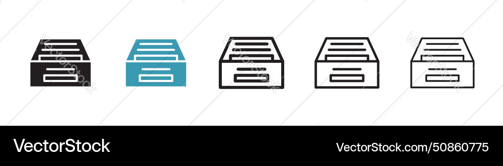 Folder box icon set file archive storage symbol Vector Image