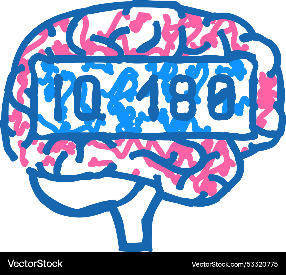 Genius brain icon doodle Royalty Free Vector Image