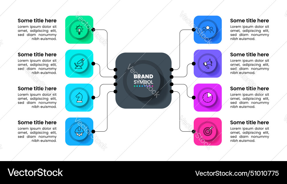 Infographic template 8 connected squares Vector Image