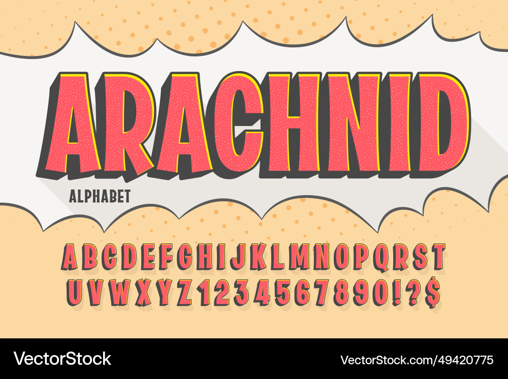 Original 3d comical alphabet design retro Vector Image