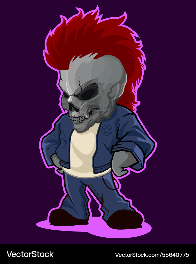 Punkman skull mascot cartoon Royalty Free Vector Image