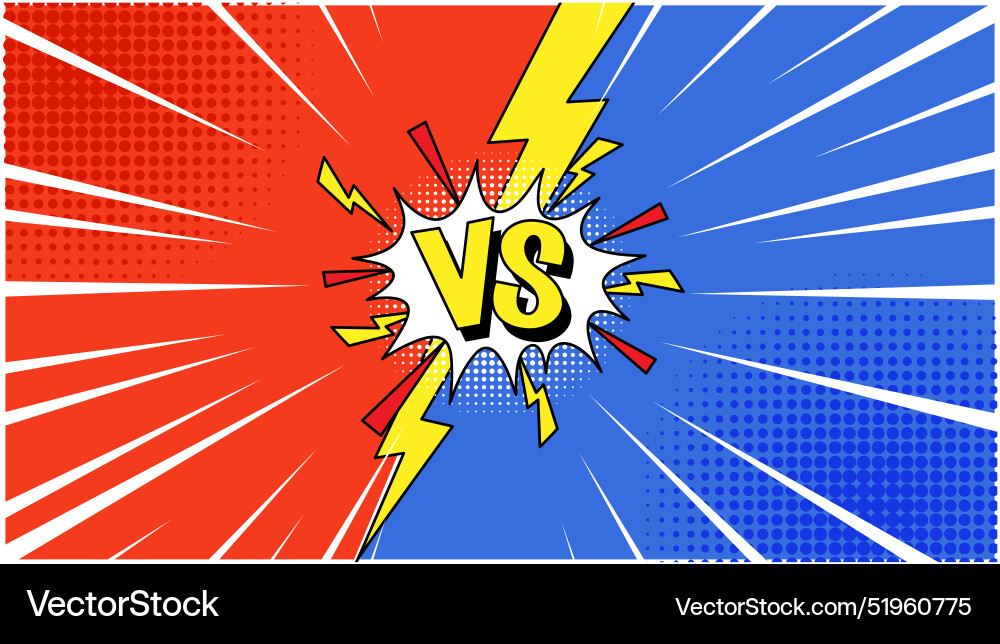 Red and blue sides with vs in center Royalty Free Vector