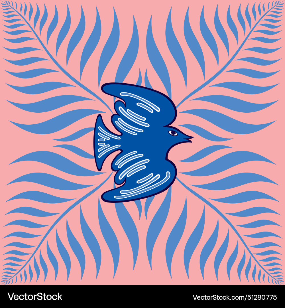 Vintage floral with bird Royalty Free Vector Image