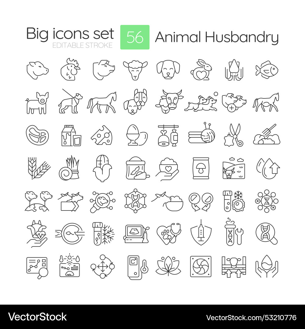 Animal husbandry linear icons set – Royalty-Free Vector | VectorStock