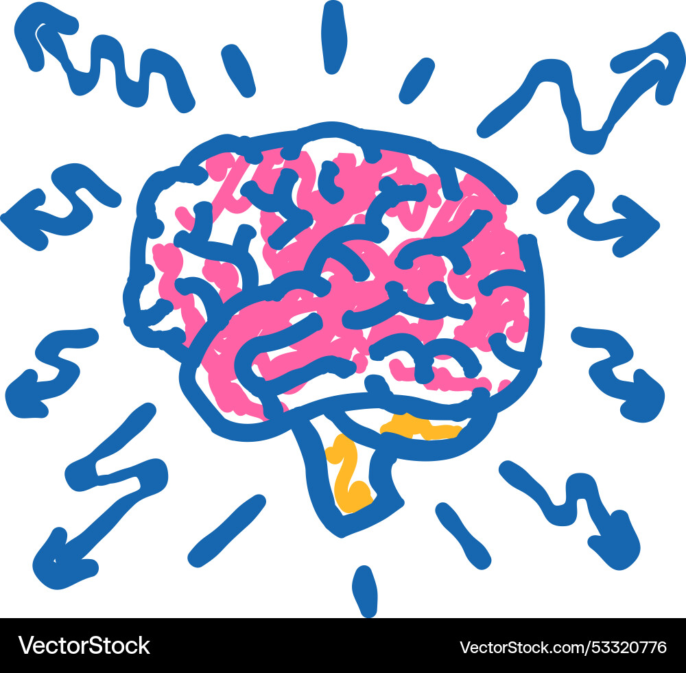 Brainstorm brain icon doodle Royalty Free Vector Image