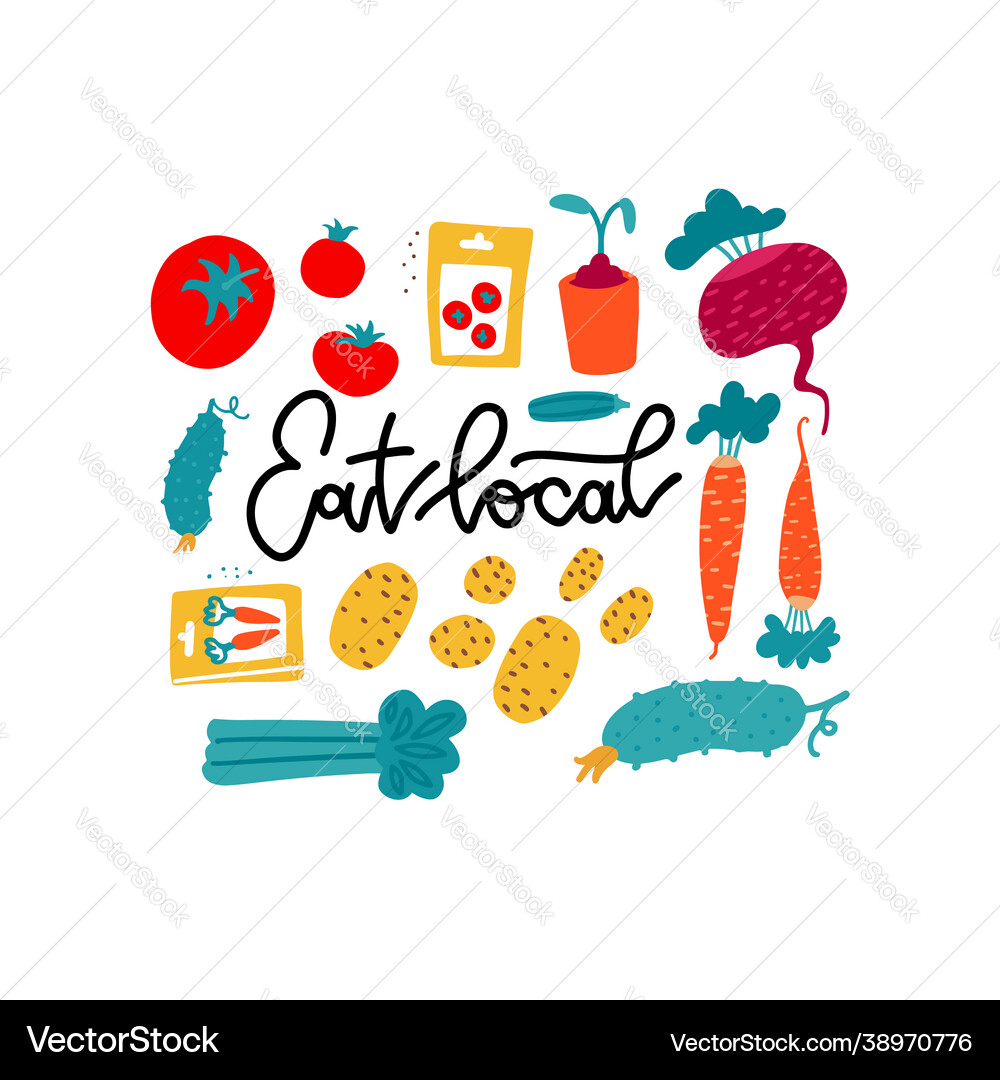 Bright Vegetable Poster - Eat Local Royalty Free Vector
